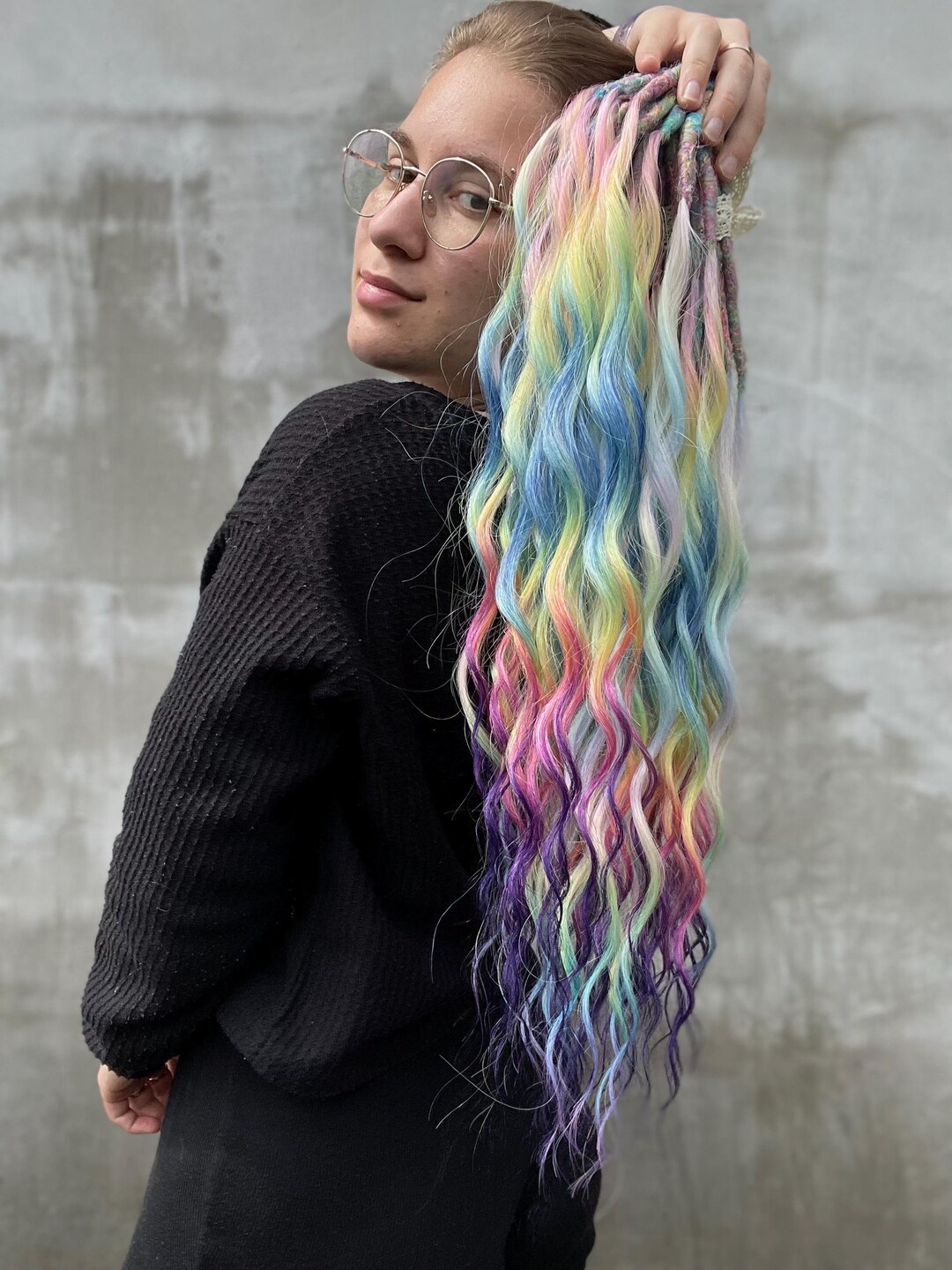 Rainbow Dreads Base Festival Curls - Synthetic Double Ended Dreadlocks ...