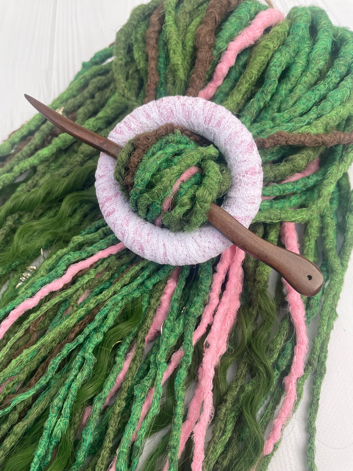 Lace-wrapped Dreadlocks Hair Accessory - Ring With Wooden Stick for ...