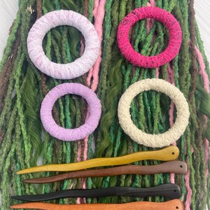 Lace-wrapped Dreadlocks Hair Accessory - Ring With Wooden Stick for ...