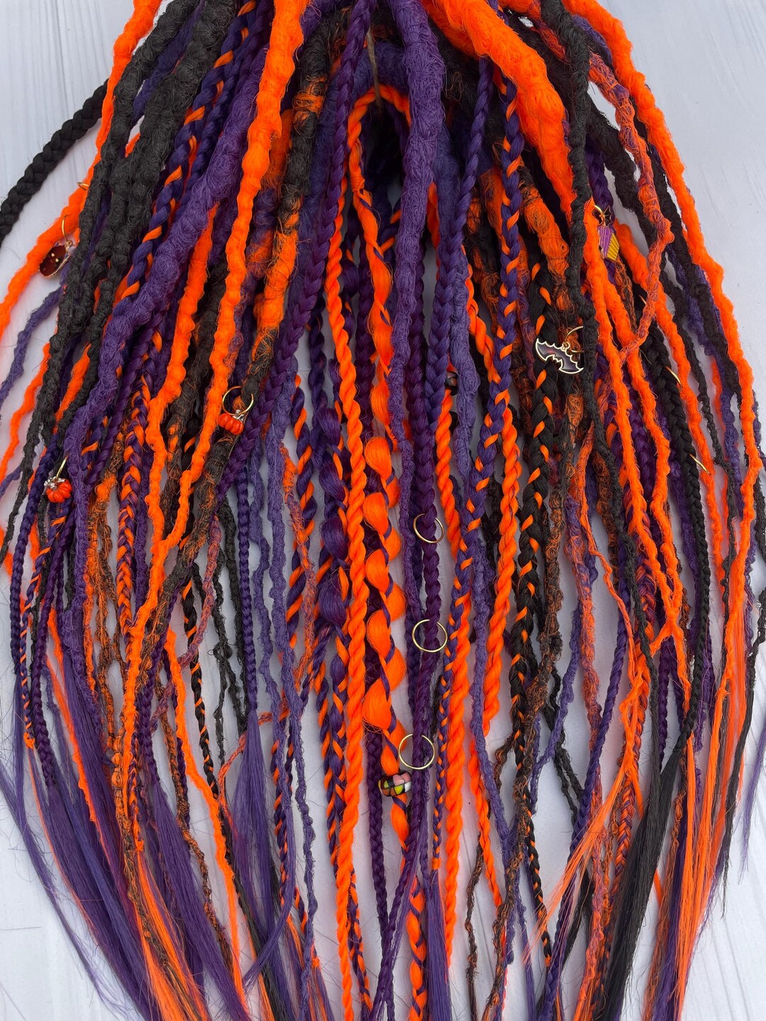 Black Purple Rave Festival Curls Dreads Extensions Synthetic Double ...