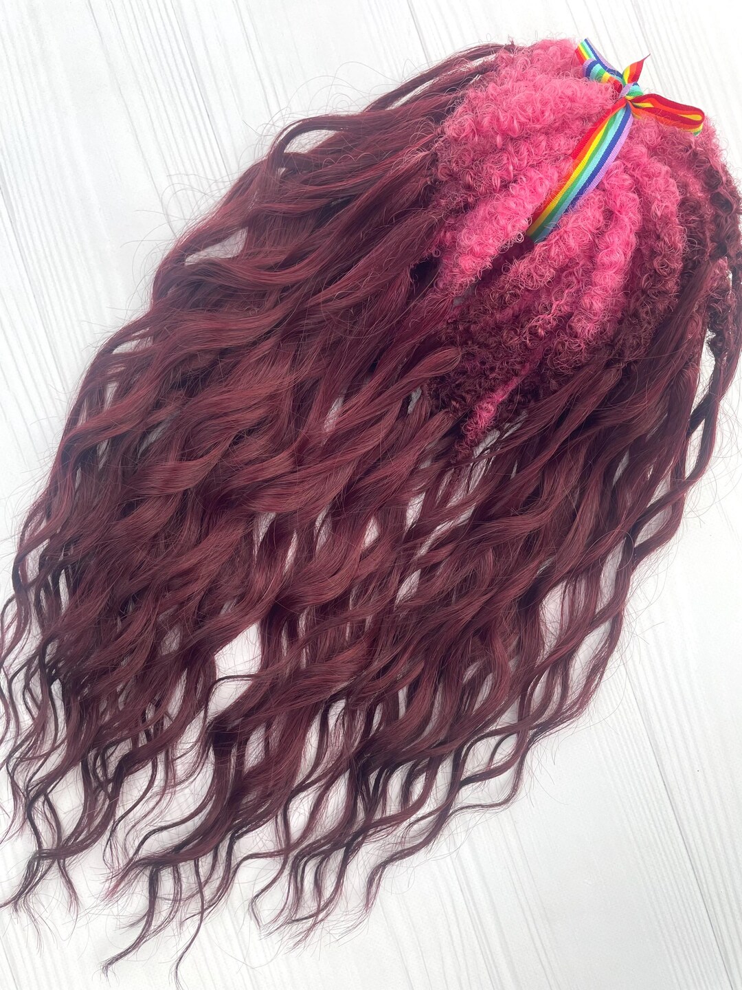 Brushable Pink and Burgundy Festival Curls - Temporary Dreads ...