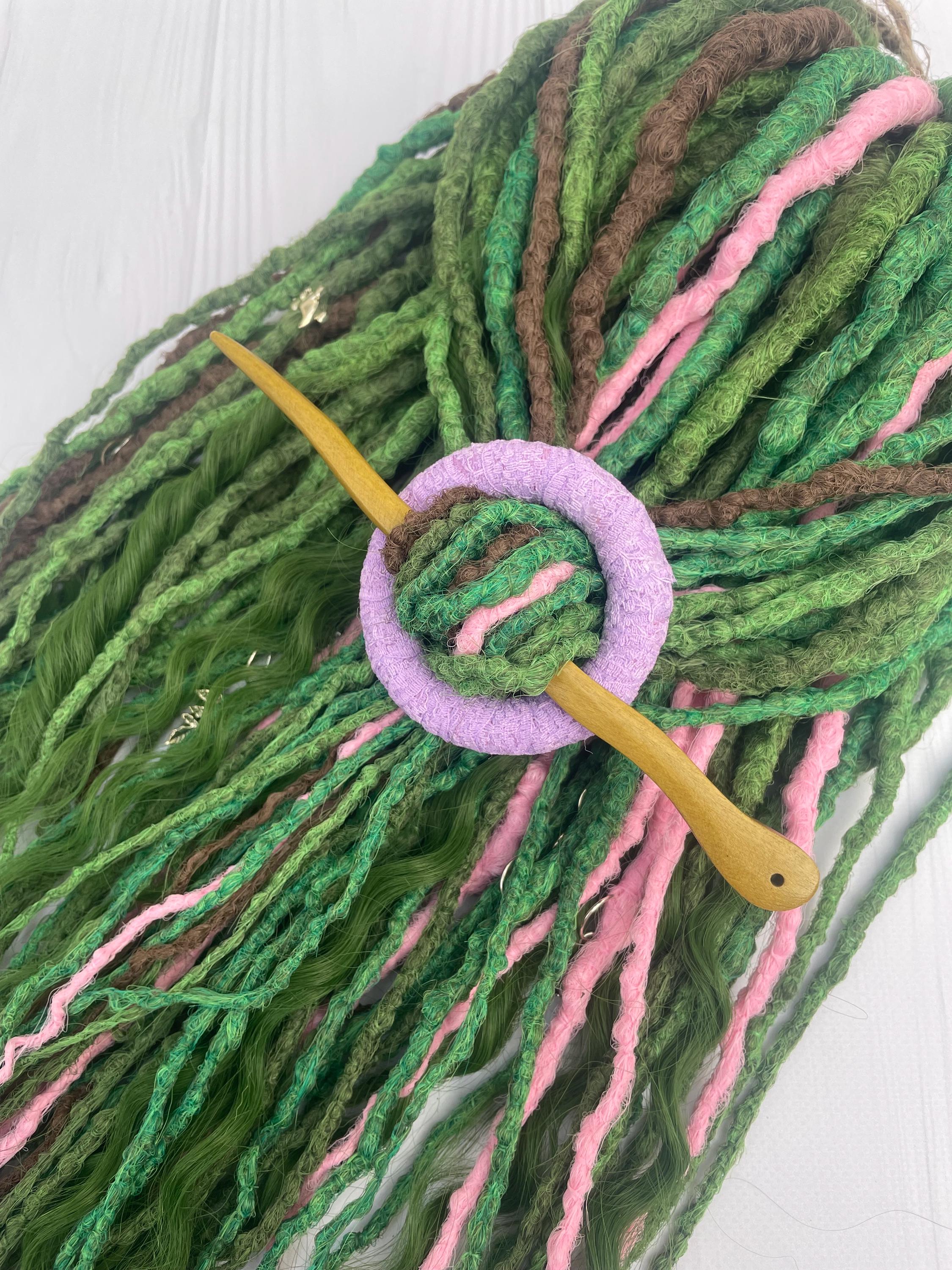 Lace-wrapped Dreadlocks Hair Accessory - Ring With Wooden Stick for ...