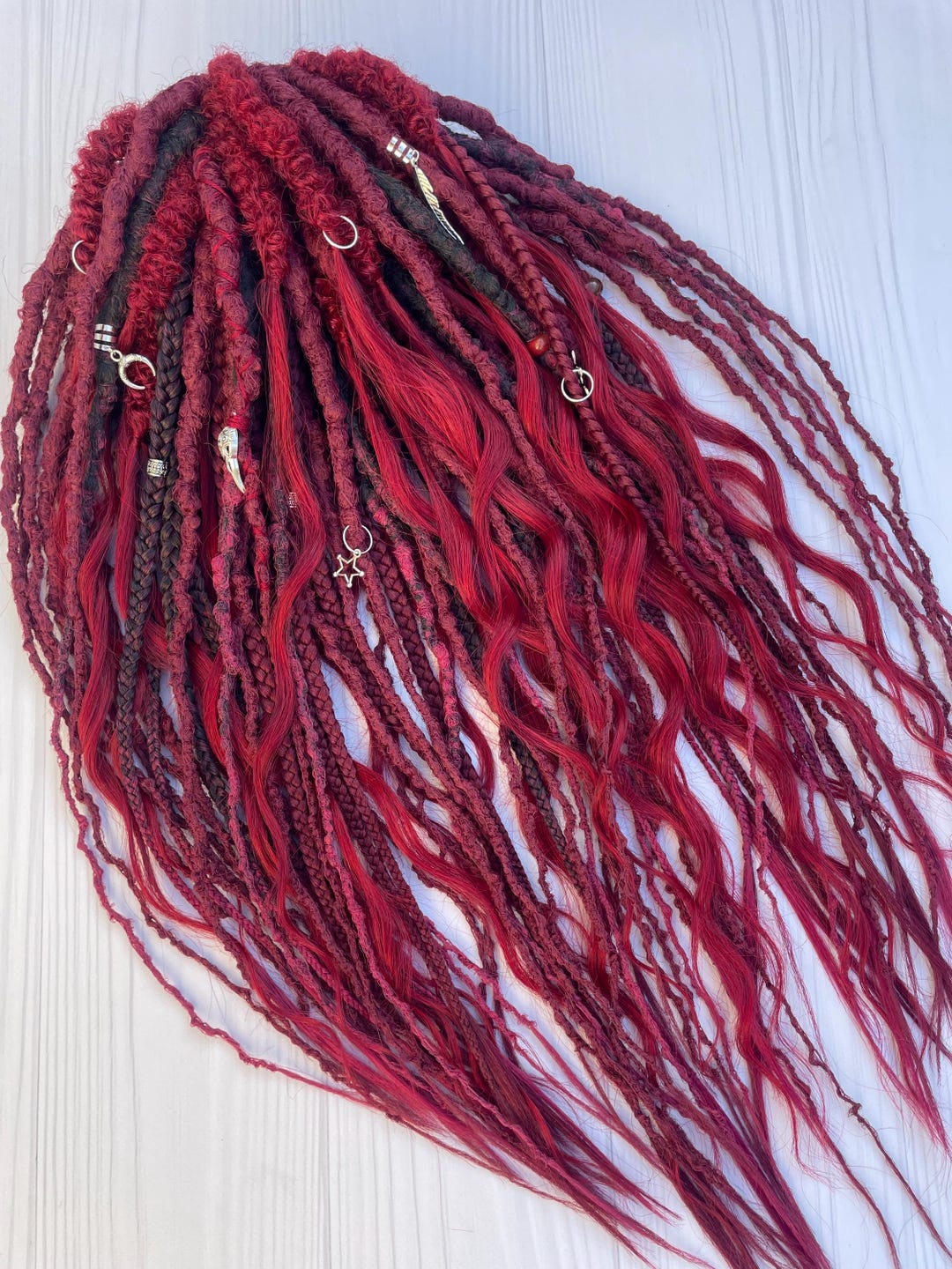 Burgundy Dreadlocks Extensions - Festival Push up Curls, Synthetic ...