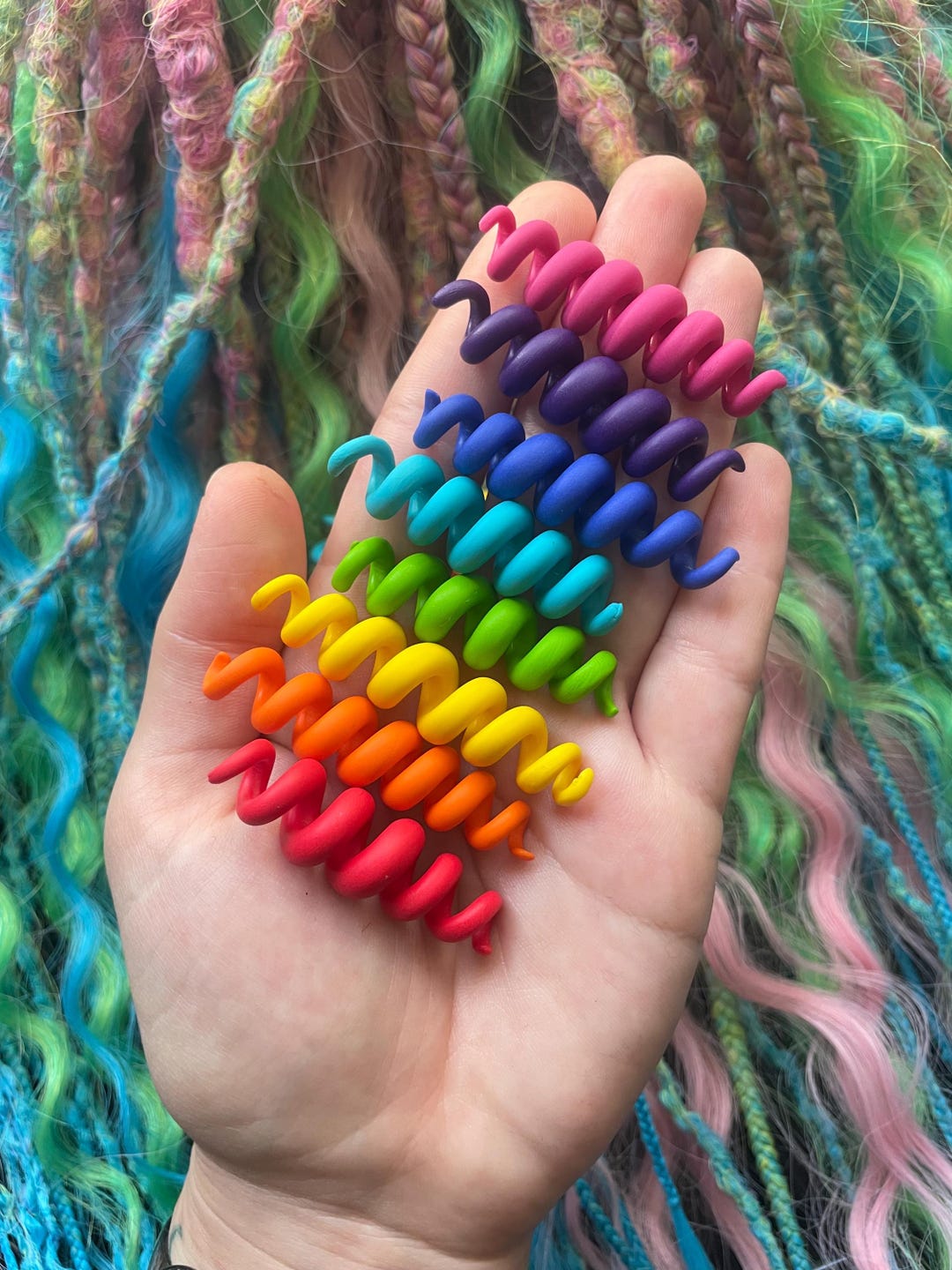 Colorful Spiral Beads for Dreadlocks – Set of 2/5/8, Handmade Polymer ...