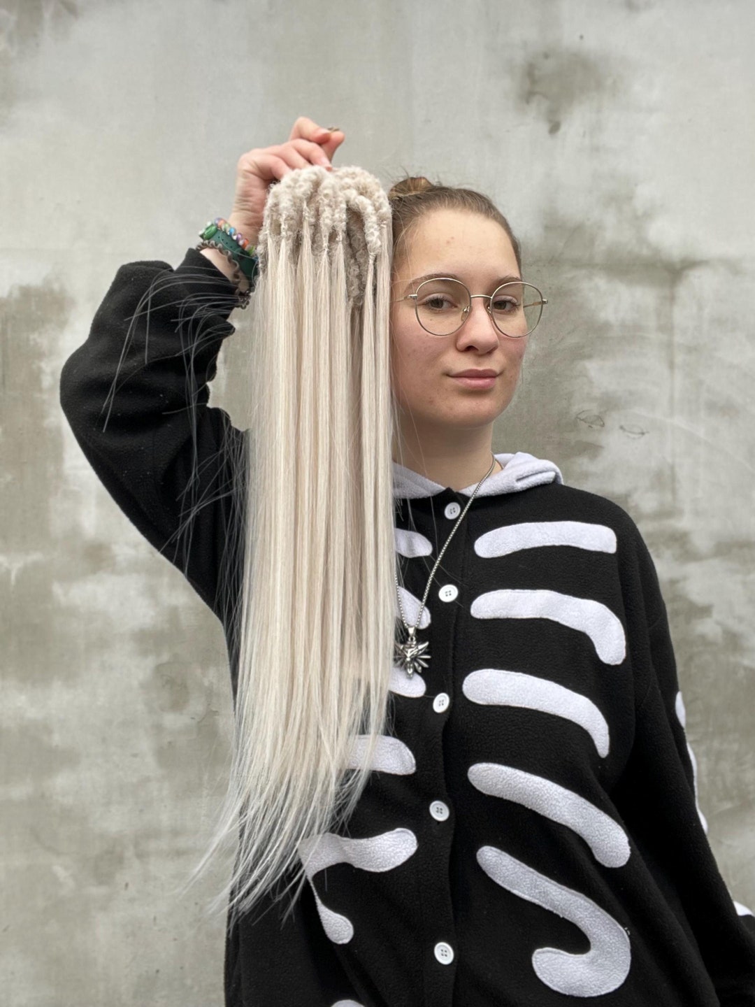 Platinum Blonde Festival Straight Hair - Faux Push up Dreads Extensions ...