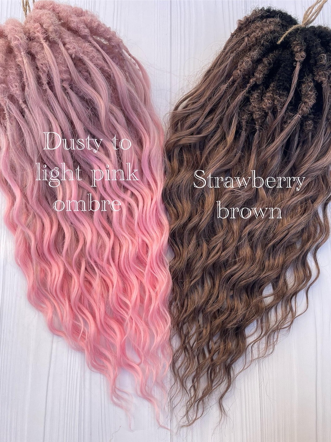 Curly Dreadlocks Extensions in Dusty Pink - Boho Festival Curls, Double ...