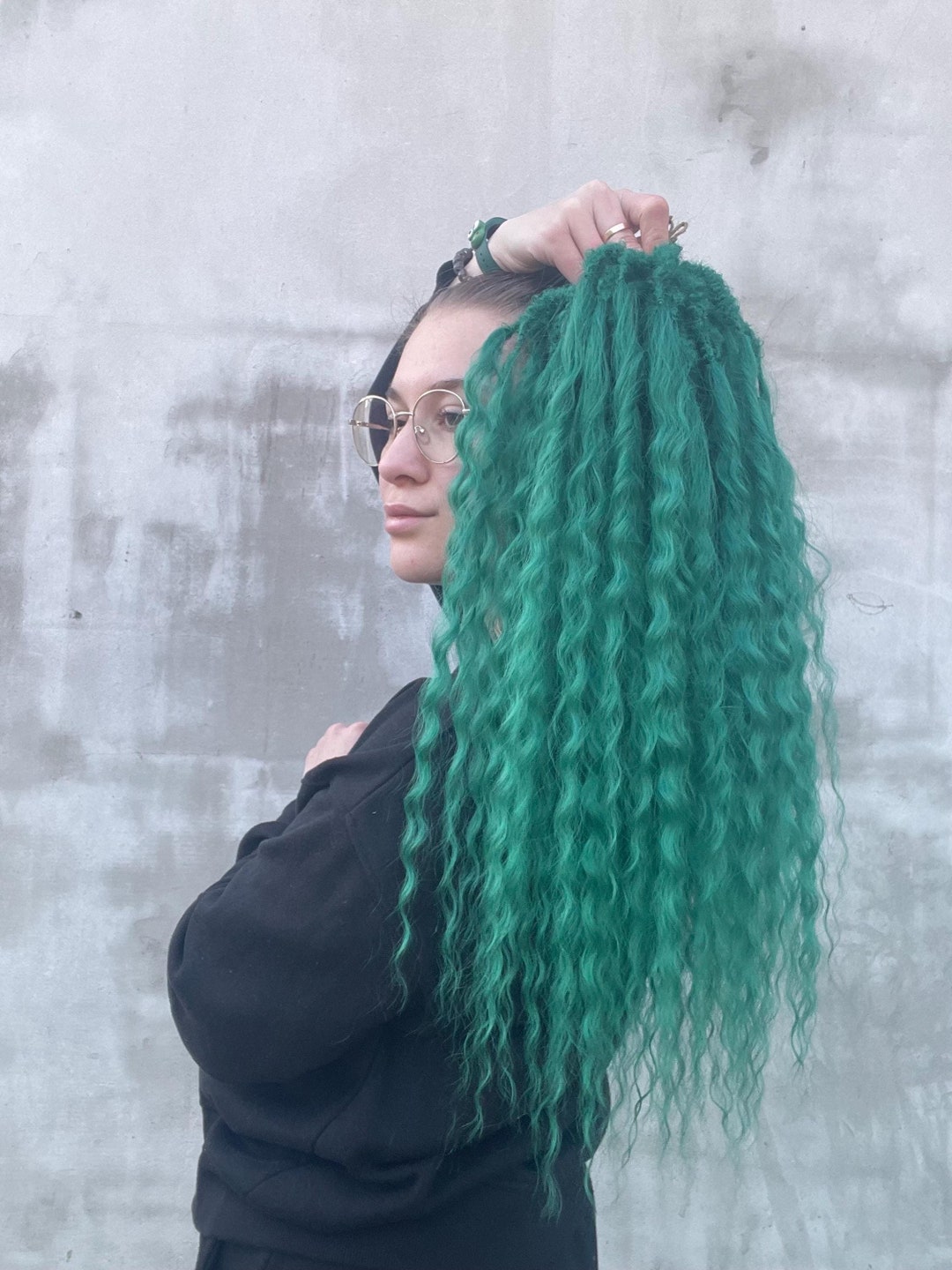 Deep Emerald Green Festival Curls - Faux Rave Dreads Extensions ...