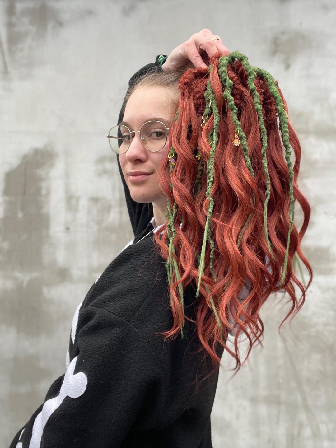 Bronze Ginger Curly Dreads - Crochet Synthetic Double Ended Dreadlocks ...