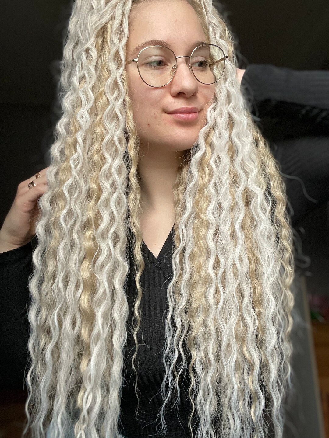 Synthetic Dreads Curly Dreads Double Ended Dreads Wavy Hair Blonde Mix ...