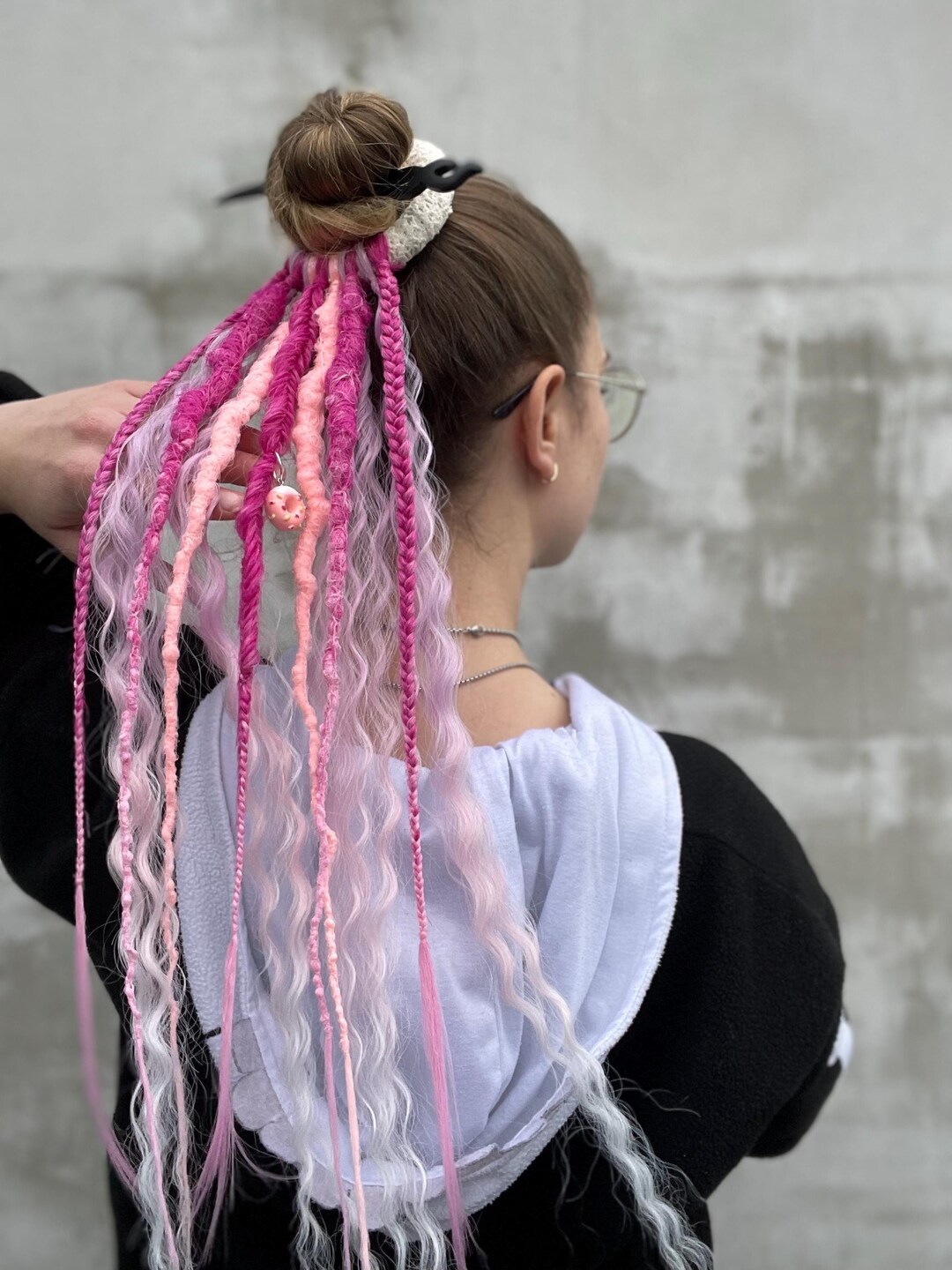 Pink Hippie Dreadlocks Hair Accessory - Boho Dreads Ring Barrette ...