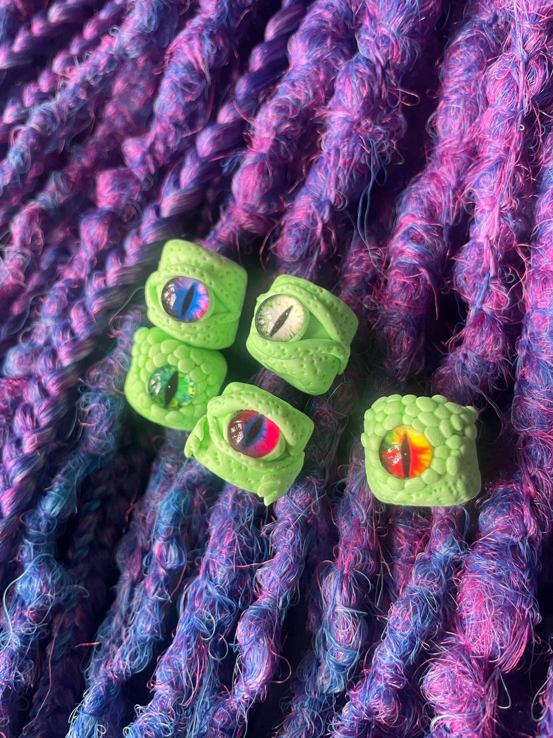 Monster Dread Beads Set – 5 Glow in the Dark Polymer Clay Hair Charms ...