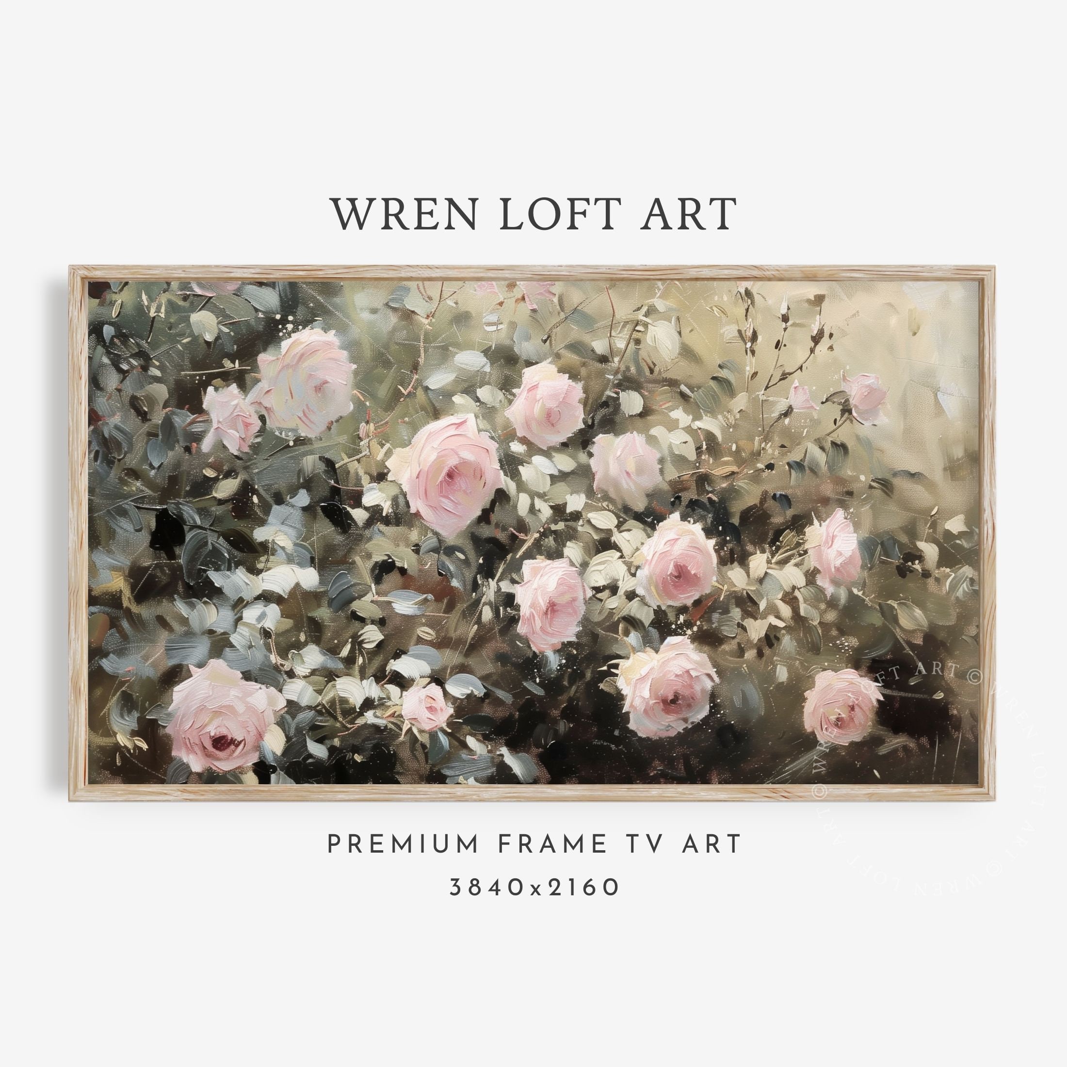 Dark Vintage Flowers Frame Tv Art Garden Roses Floral Frame Tv Art ...