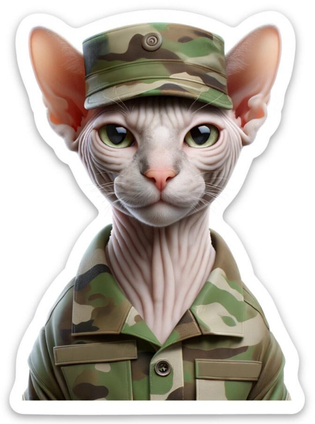 Hairless Cat Military / Pet Stickers / Funny Stickers / Animals - Etsy
