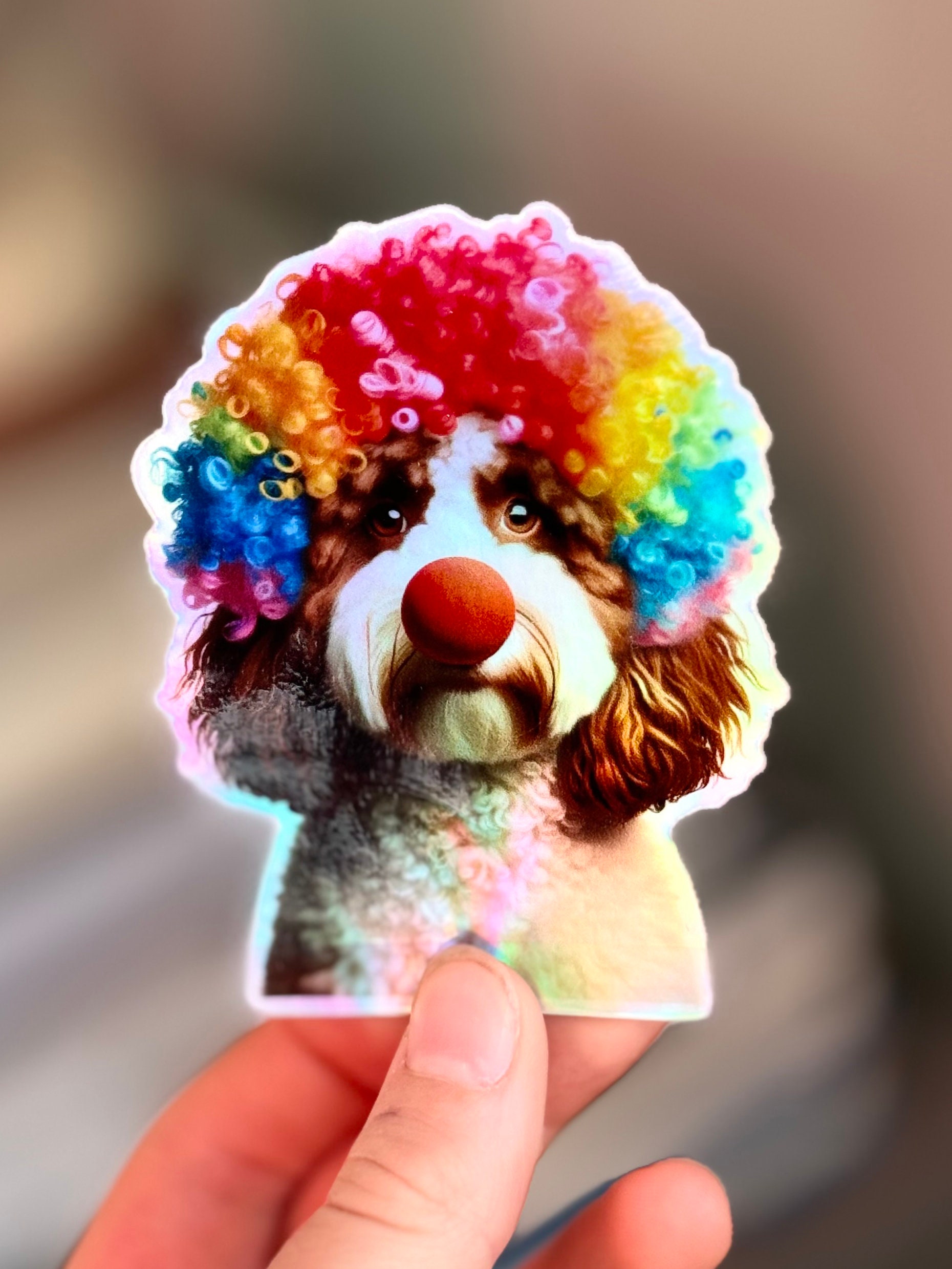 Aussie-doodle Holographic Clown Sticker / Australian Shepherd Poodle ...