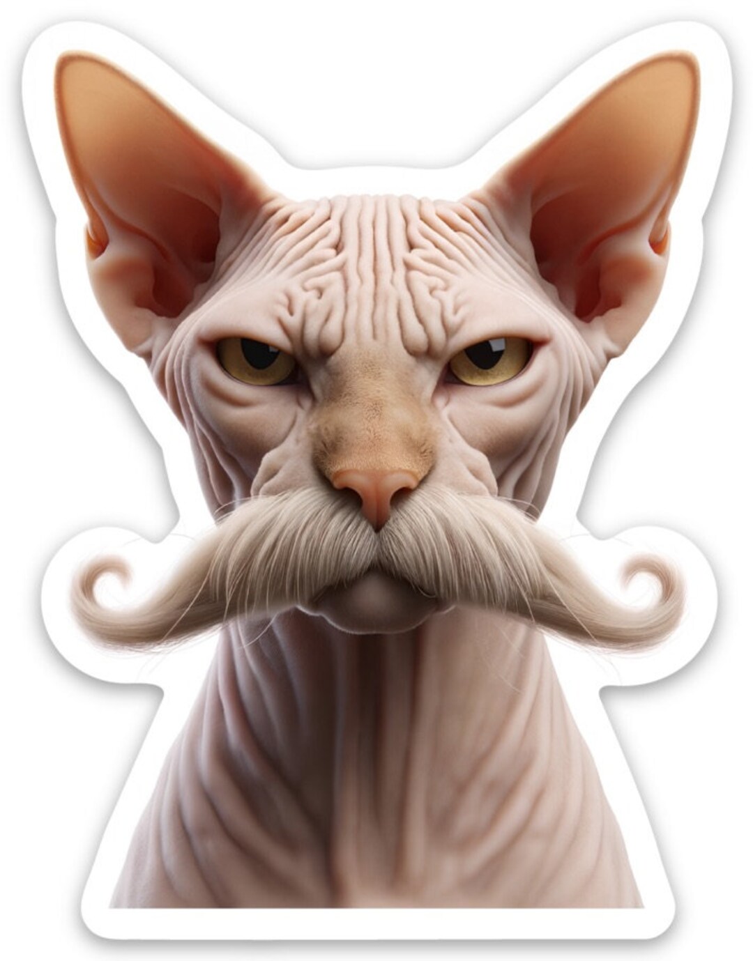 Hairless Cat Handlebar Mustache / Pet Stickers / Funny Stickers ...
