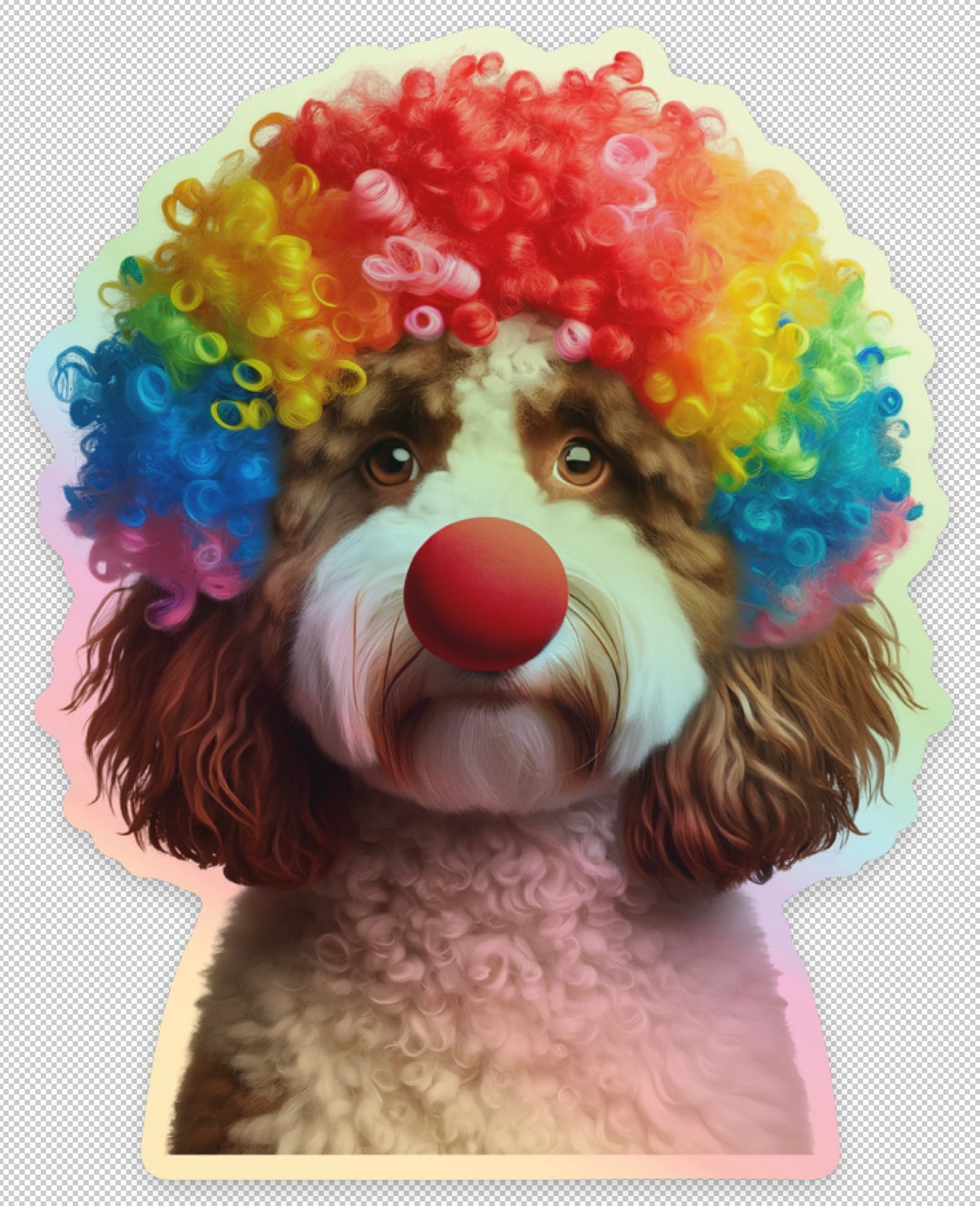 Aussie-doodle Holographic Clown Sticker / Australian Shepherd Poodle ...