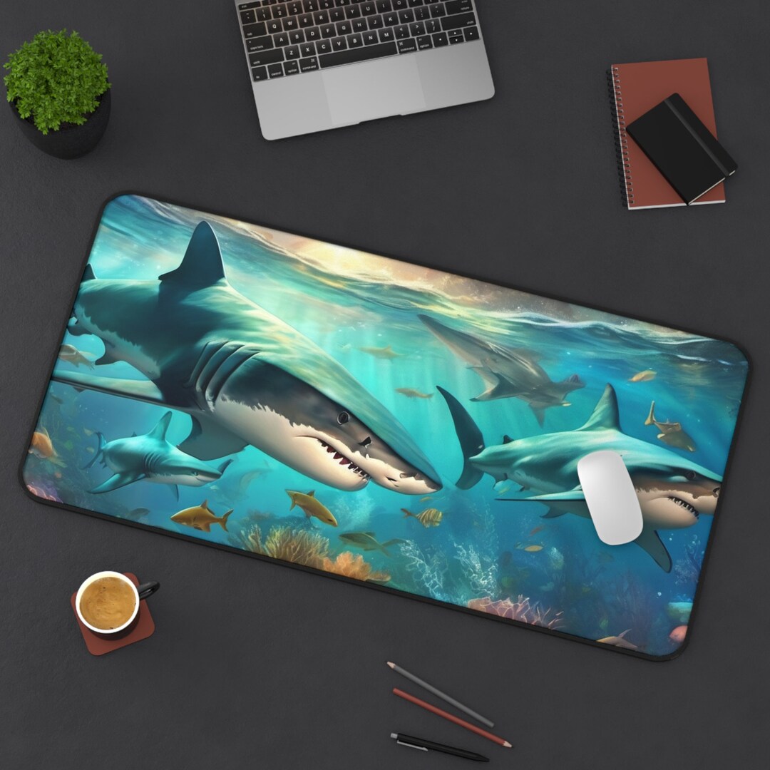 Shark Desk Mat, Deskmat, Ocean Desk Mat, Desk Mat Aesthetic, Custom ...