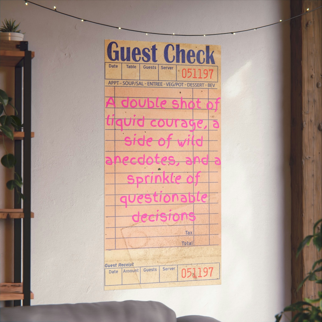 Crude Jokes Guest Check Print Trendy Wall Art Guest Check Poster Print ...