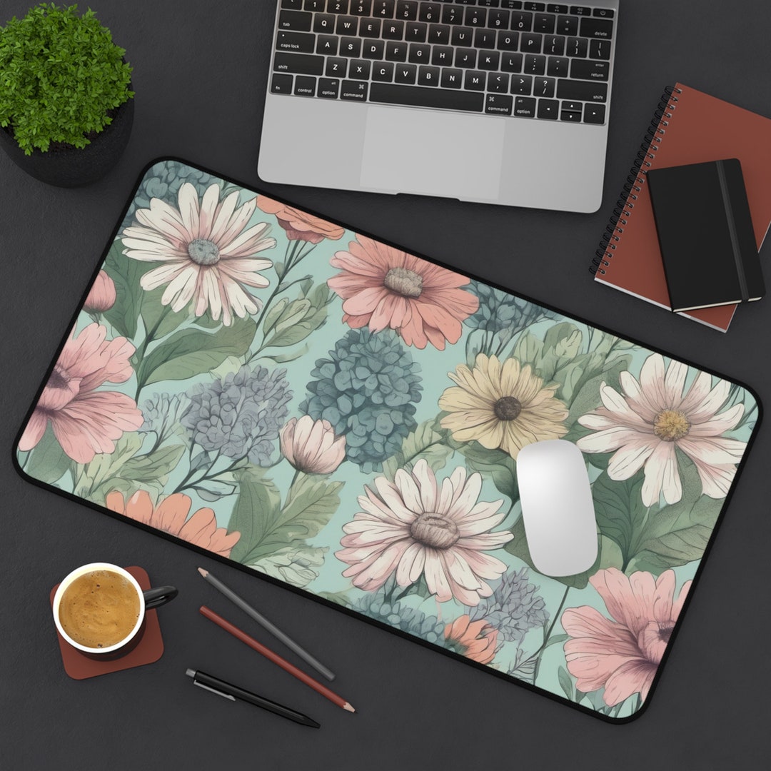 Botanical Desk Mat, Desk Mat, Cottagecore Desk Mat, Desk Mat Floral ...