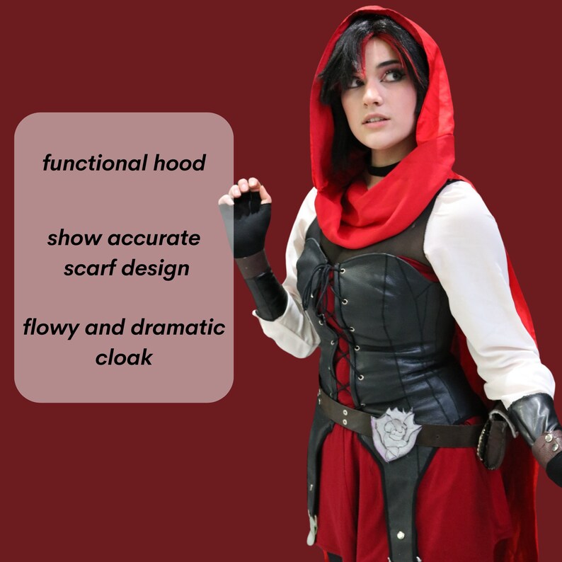 RWBY Ruby Rose Cosplay Hooded Cloak Sewing Pattern (PDF) - Etsy