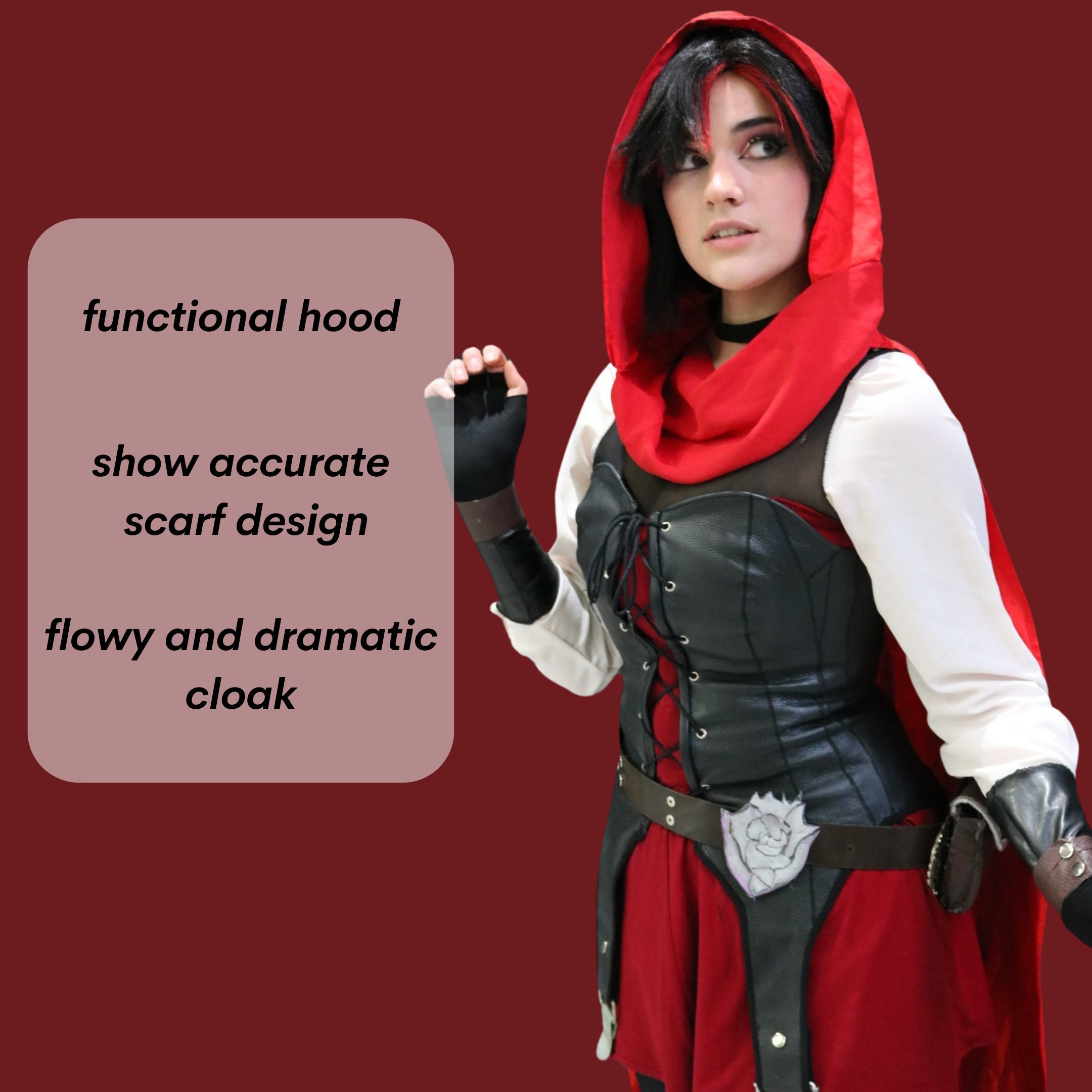 RWBY Ruby Rose Cosplay Hooded Cloak Sewing Pattern (PDF) - Etsy