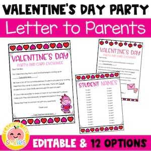 EDITABLE Valentine's Day Party Letter to Parents | Card Exchange ...