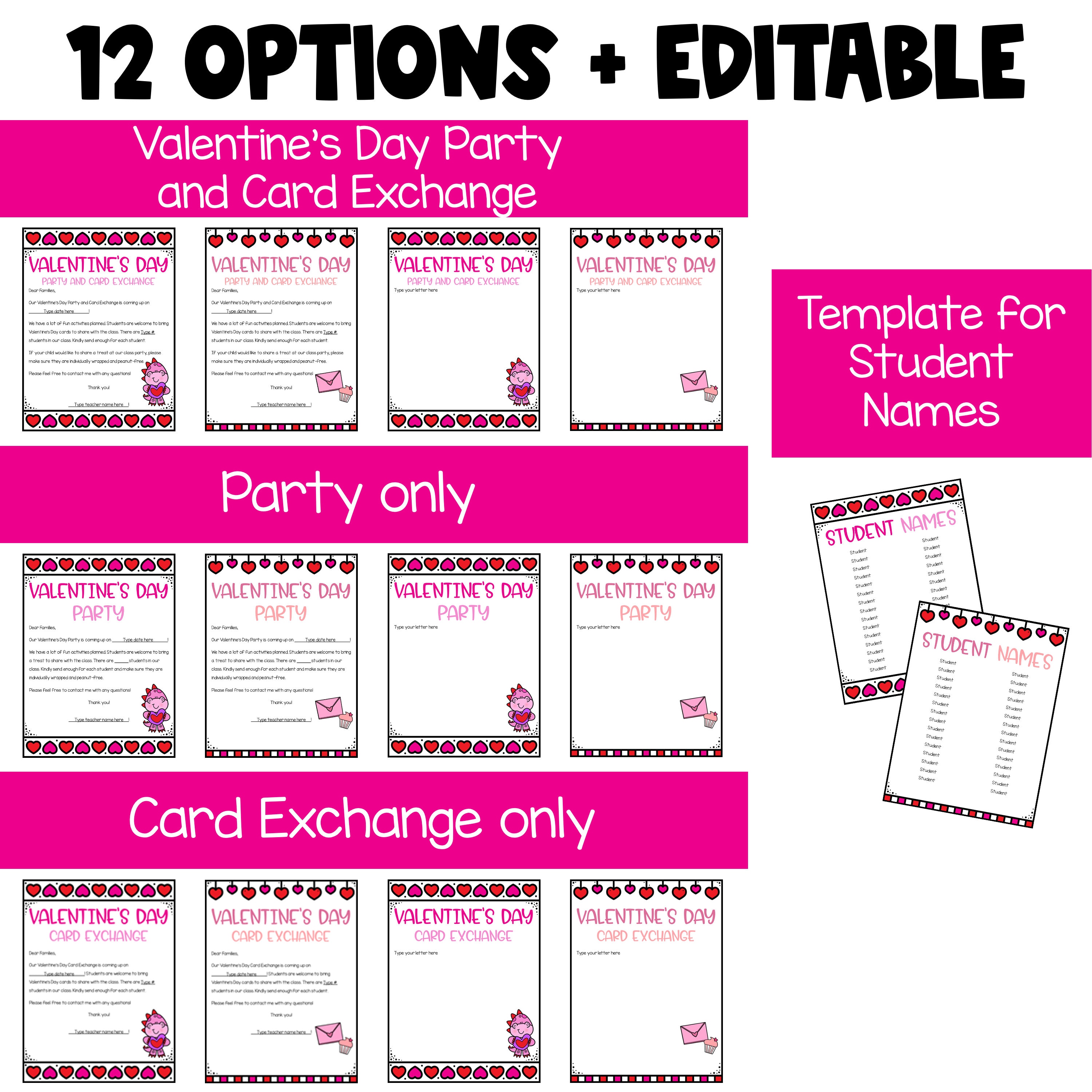 EDITABLE Valentine's Day Party Letter to Parents | Card Exchange ...