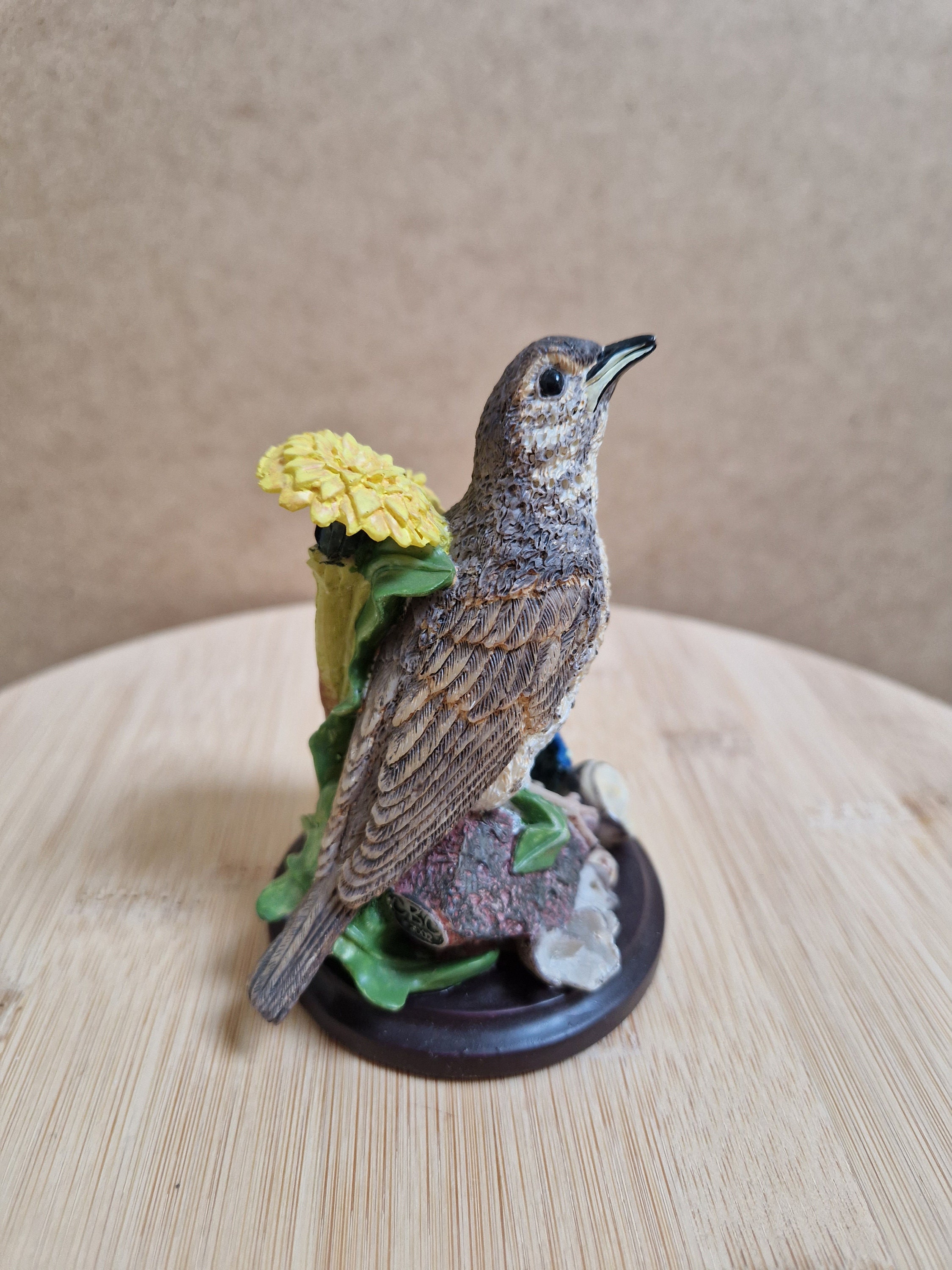 The Song Thrush With Yellow Flowers Vintage Figurine Country Bird ...