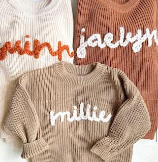 Kids/baby Fall Colors Name Sweater, Chunky Knit Name Sweater, Toddler ...