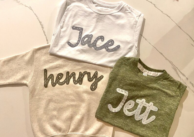 Felt Name T-shirt, Custom Hand-embroidered Shirt, Hand Stitched Kid's ...
