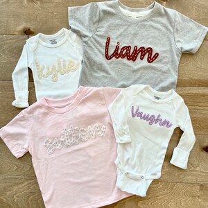 Felt Name T-shirt, Custom Hand-embroidered Shirt, Hand Stitched Kid's ...