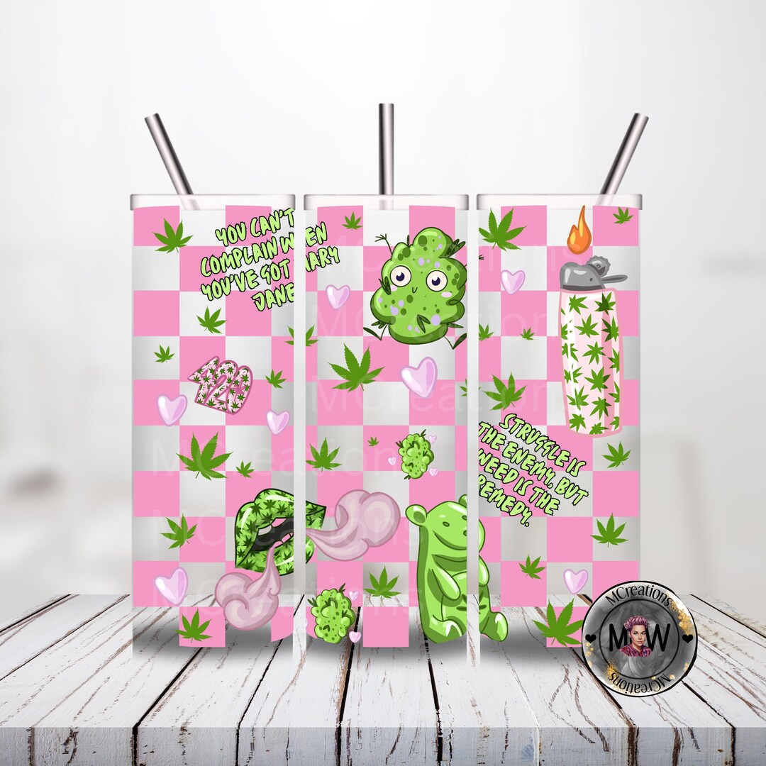 Pink Checkered Marijuana Tumbler, Weed Cup, 20oz Stainless Steel - Etsy