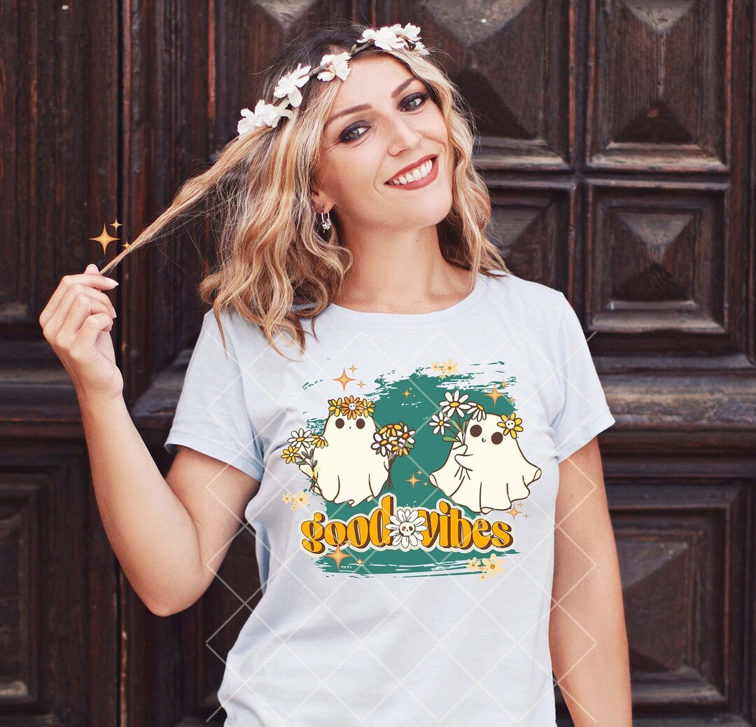 Floral Hippie Ghosts PNG Design Embellished With Wildflower Skulls and ...
