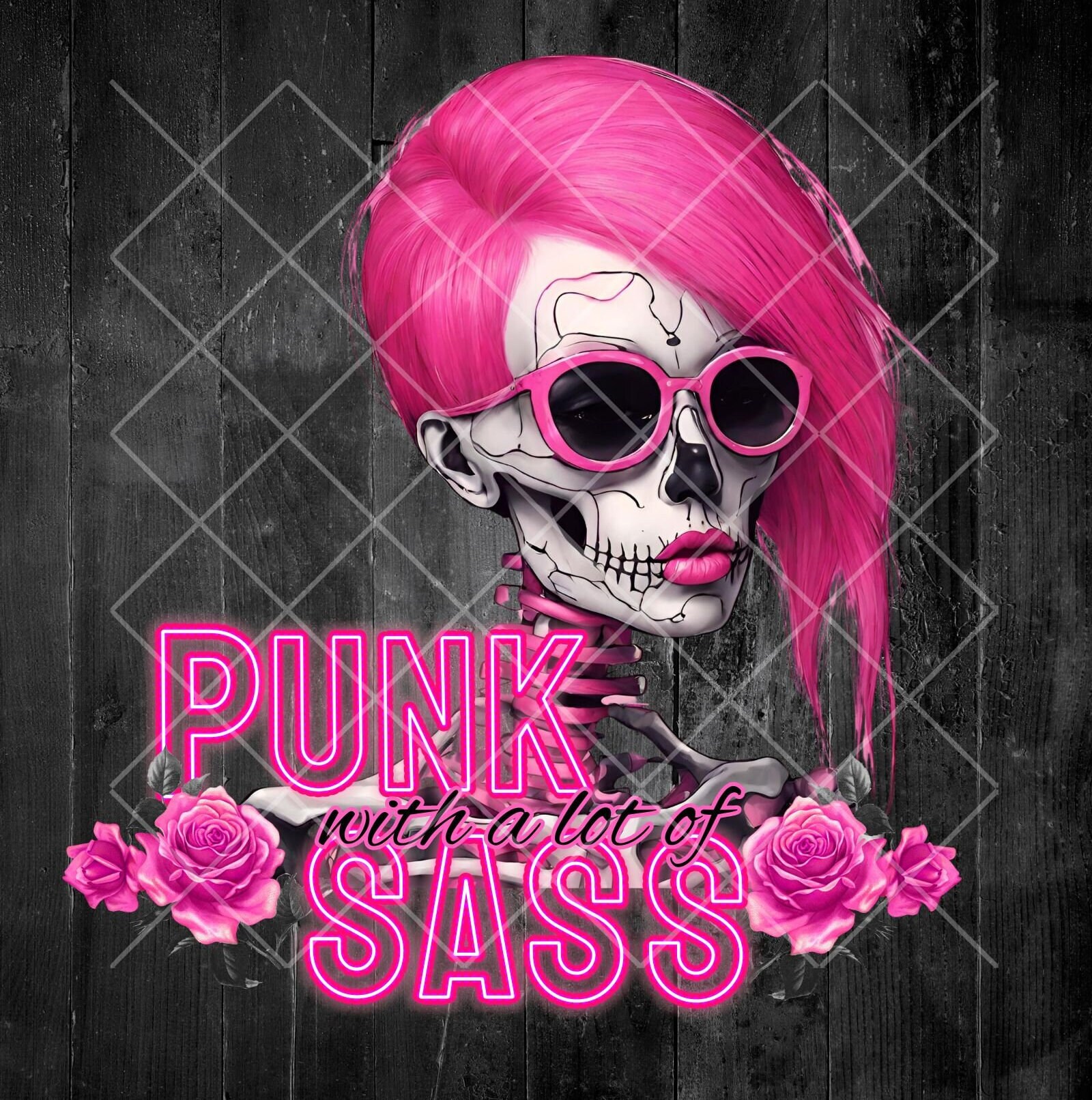 Edgy Pink Haired Skeleton Digital PNG Download, Punk Skeleton PNG, Pink ...