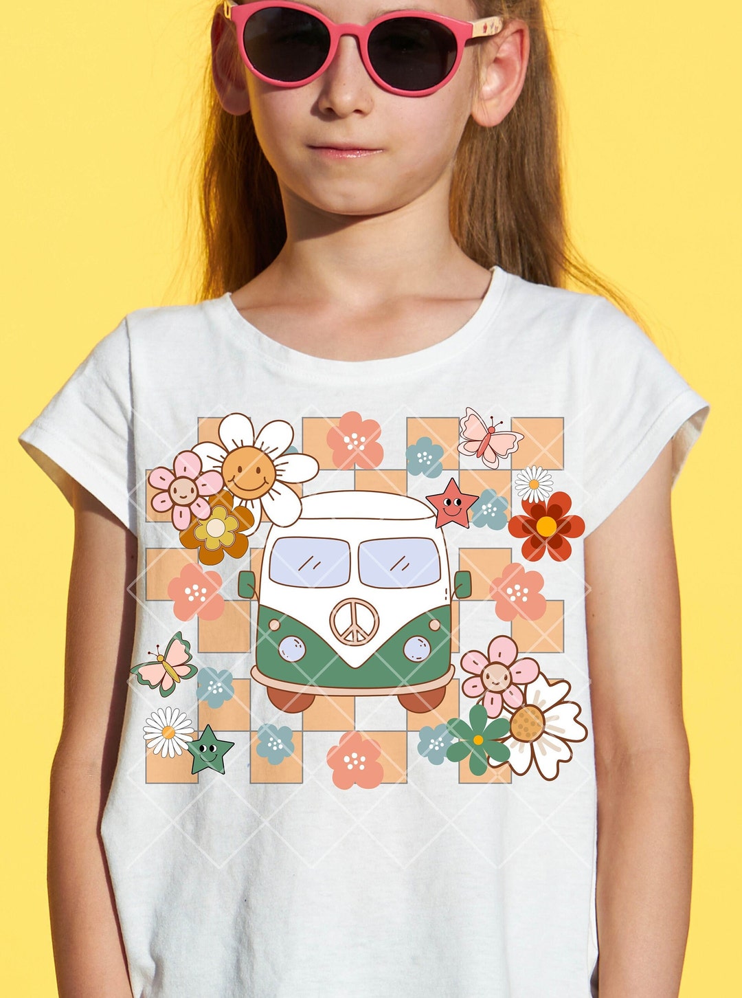 Hippie VW Van PNG Design, Retro Sublimation Graphic, Colorful Flowers ...