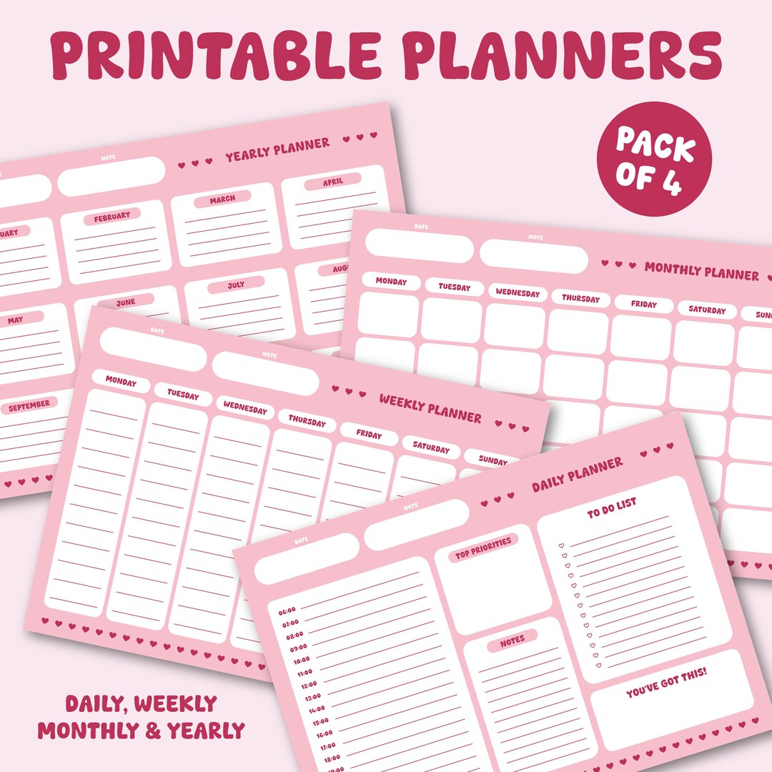 Ultimate Cute Printable Digital Planner Set – Daily / Weekly / Monthly ...