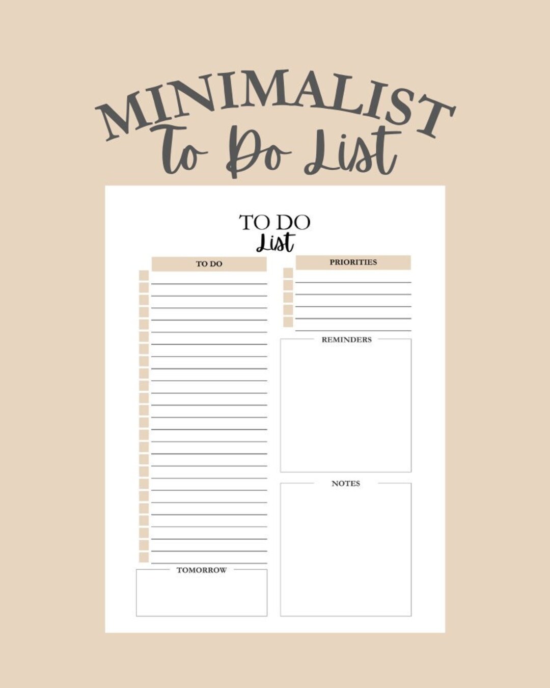 Minimalist to Do List Printable To-do List Instant Goodnotes Digital to ...