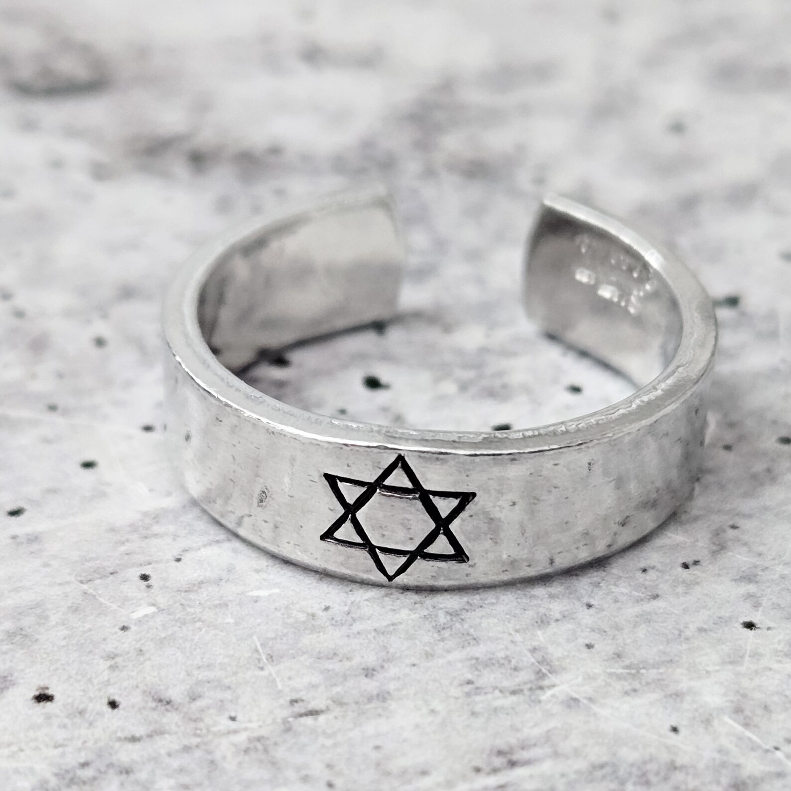 Star of David Open Back Thin Band Ring, Gender Neutral Magen David ...