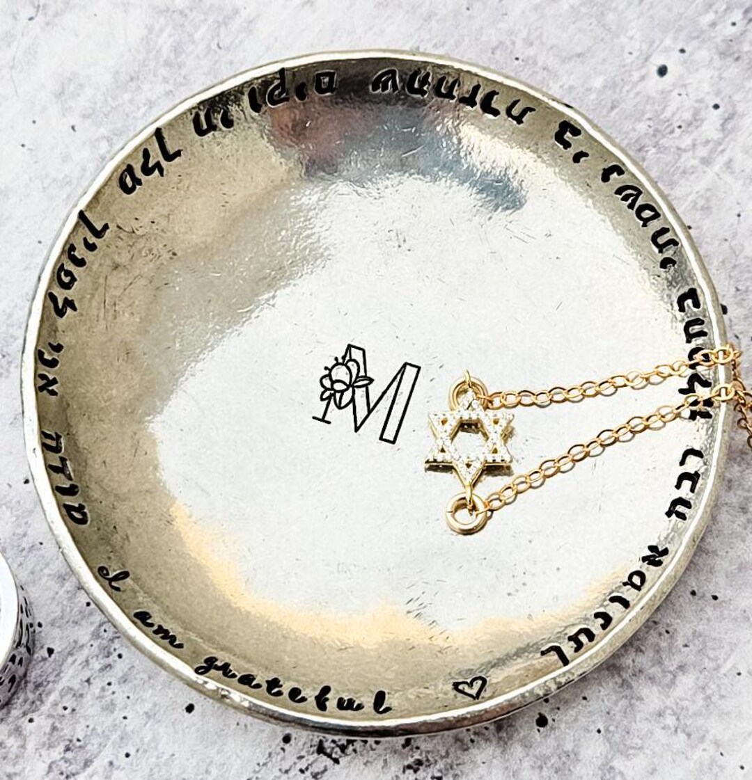 Modeh Ani Personalized Trinket Dish, I Am Grateful Jewish Ring Dish for ...