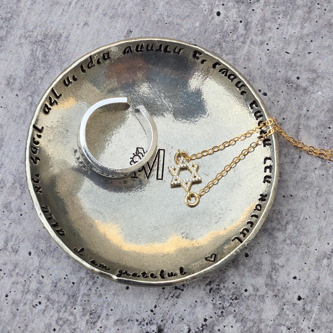 Modeh Ani Personalized Trinket Dish, I Am Grateful Jewish Ring Dish for ...