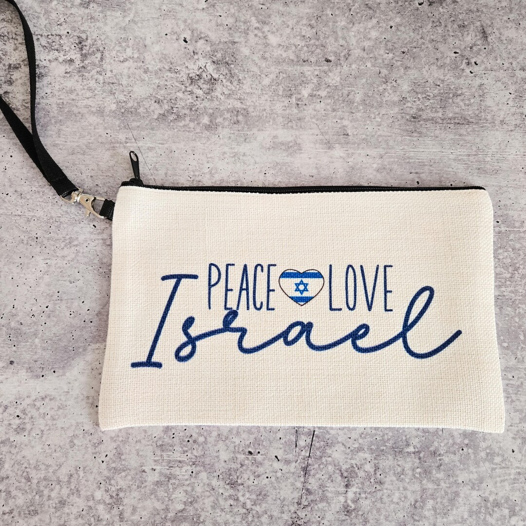 Peace Love Israel Double Sided English & Hebrew Afikomen Matzah Bag ...