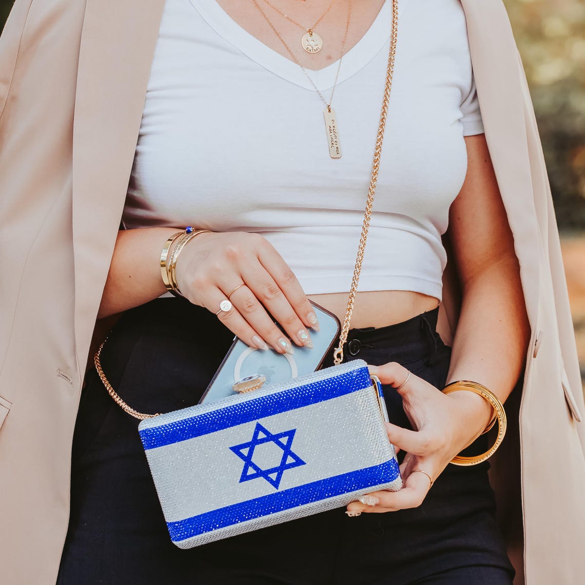 Israel Flag Rhinestone Clutch | Jewish Pride Evening Bag | Stand With ...