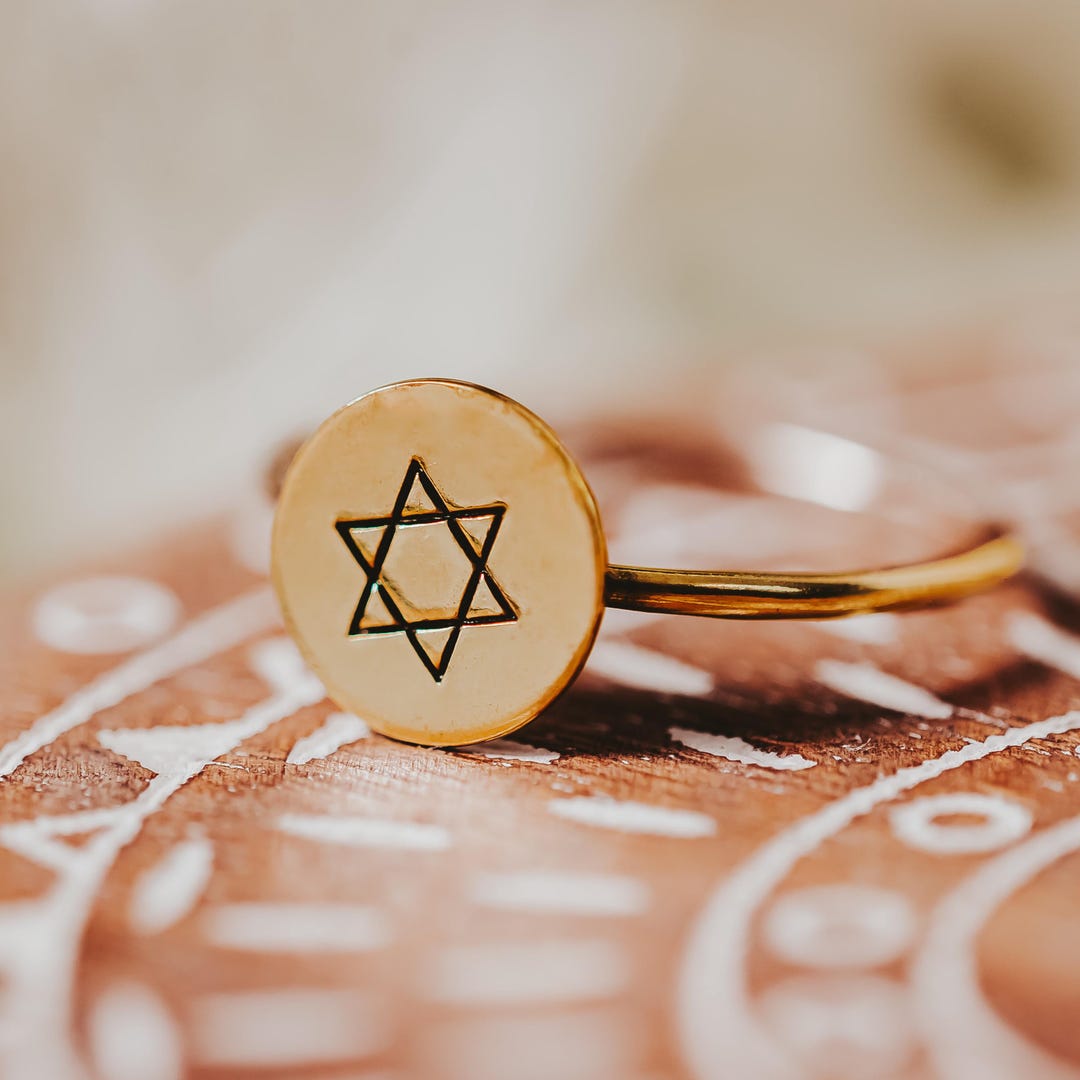 Star of David Dainty Gold Ring | Sterling Silver Jewish Star Pride ...