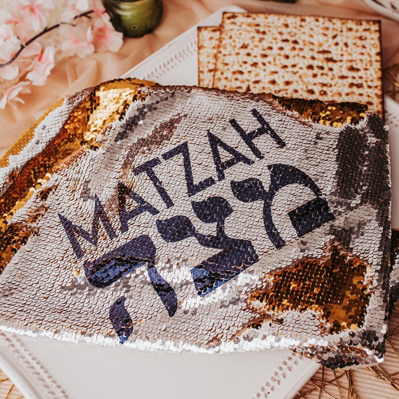 Matzah Cover for Passover, Modern Judaica Sequined Passover Seder Decor ...