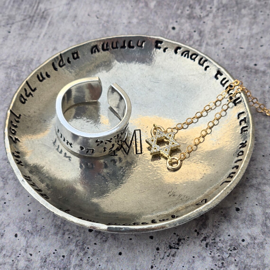 Modeh Ani Personalized Trinket Dish, I Am Grateful Jewish Ring Dish for ...