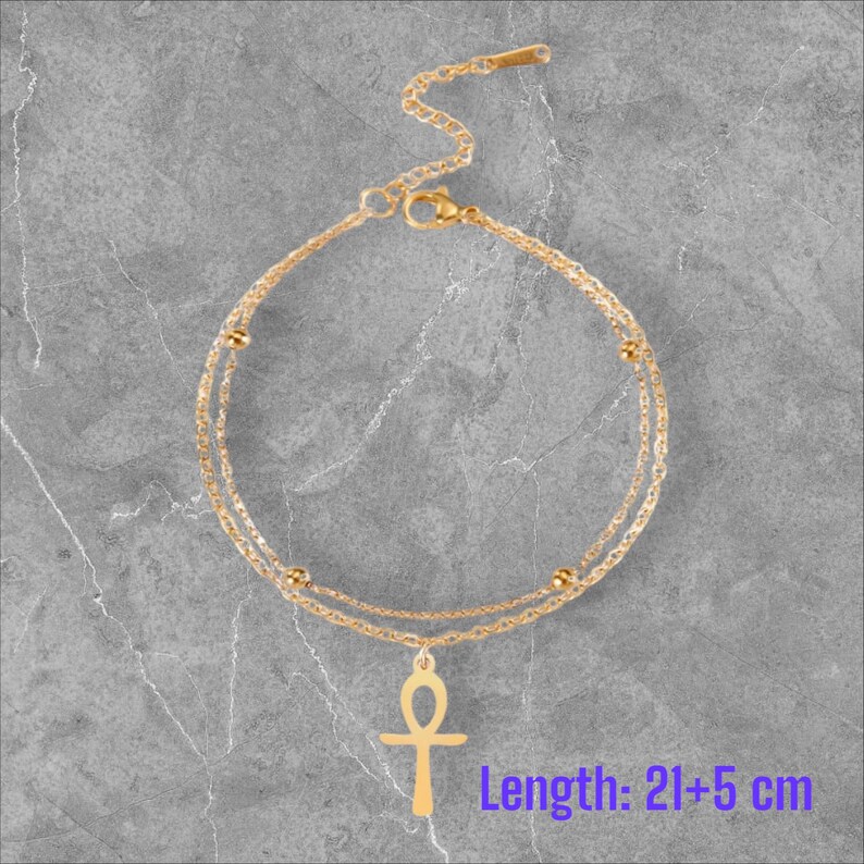 Ankh Cross Anklet | Egyptian Symbol of Life | Protection & Luck Amulet ...