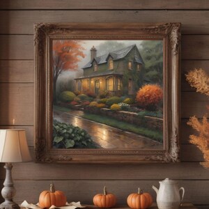 Vintage Farmhouse Wall Art, Autumn Landscape Painting, Oil Painting ...