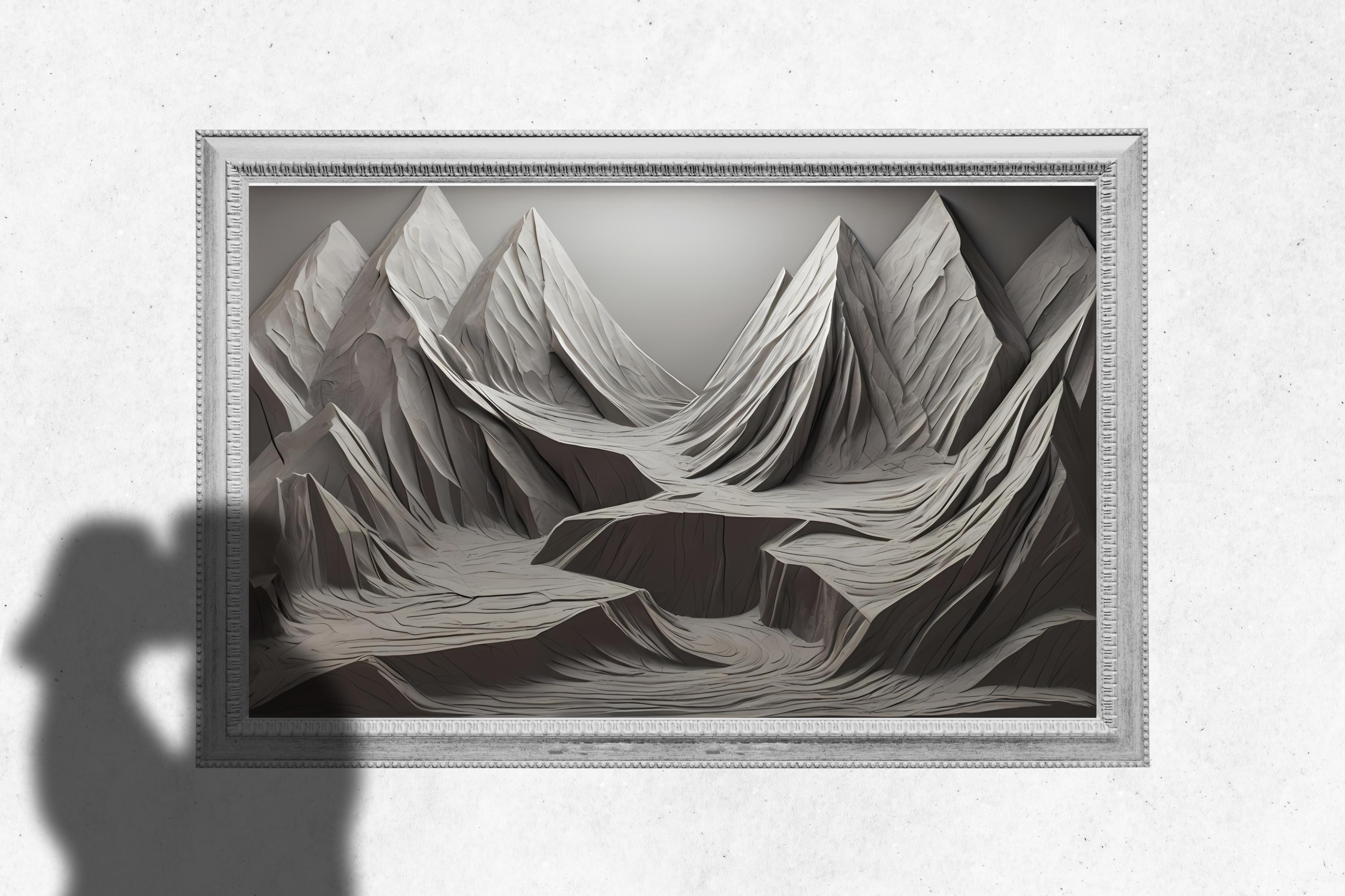 3D Relief Wall Art Set of 6 | Grayscale Textured Topographic Print Art ...