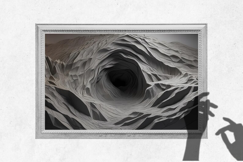 3D Relief Wall Art Set of 6 | Grayscale Textured Topographic Print Art ...