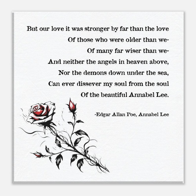 Edgar Allan Poe Annabel Lee Canvas Wall Art - Rose, Art for Booklovers ...